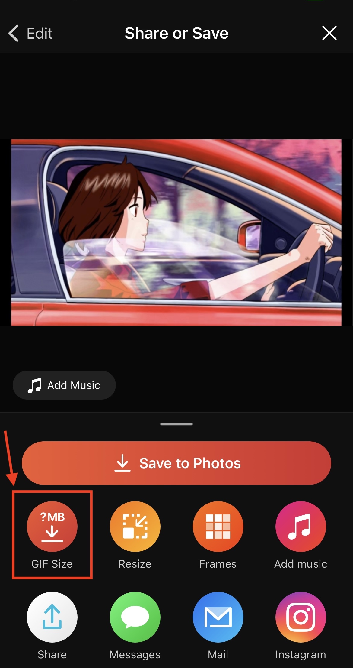 Save GIF in desired size ( MB) – ImgPlay
